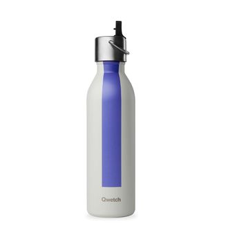 Qwetch Qwetch - Trinkflasche 600 ml Edelstahl Grau Sport Serie - Thermosflasche aus 90% recyceltem Inox mit Sportverschluss - 24h Kalt & 12h Hei&szlig; - Isolierfl