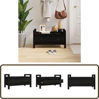vidaXL Vidaxl - Banc dentrée Noir 80x40x43 cm Bois de pin massif - Banc Dentrée - Banc Coffre - Meuble Dentrée - Rangement Intérieur - Mobilier Salle
