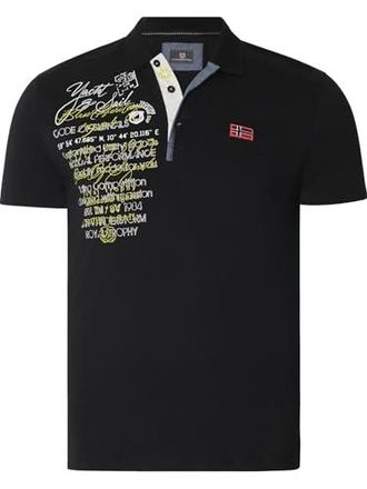 Jan Vanderstorm Polo Jano &agrave; manches courtes pour homme - Col Kent - Pur coton - Grandes tailles L-7XL, Noir, 6XL