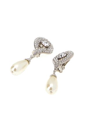 Alessandra Rich Womens Silver Metal Earrings Pearlsilver Brass Glass