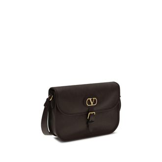 Valentino Garavani Mens Brown Calf Leather Bos Taurus Shoulder Bag