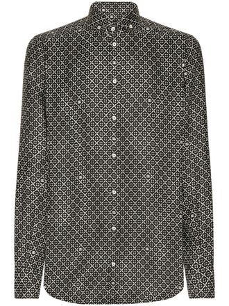 Dolce & Gabbana Seidenhemd mit geometrischem Print - Schwarz