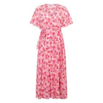 Red Valentino Langes bedrucktes Seidenkleid - - Dresses - Damen - Rosa - S