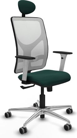 Piqueras y Crespo Stuhl mit R&uuml;ckenlehne aus Netzstoff, mit wei&szlig;en und schwarzen Armlehnen, h&ouml;henverstellbare Lendenwirbelst&uuml;tze und festes Kopfteil, ausgestattet mit 3 