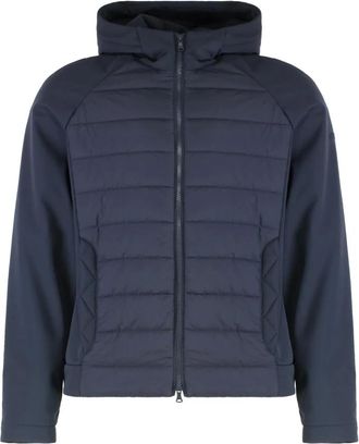 Paul & Shark Homme, Vestes, Bleu, Taille: L Veste Puffer &agrave; Capuche avec Manches en Tissu Technique