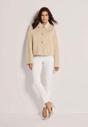 Madeleine Outdoorjacke Kurzjacke mit goldenen Kn&ouml;pfen Wolljacke mit Hemdkragen, aufgesetzten Taschen und Langarm