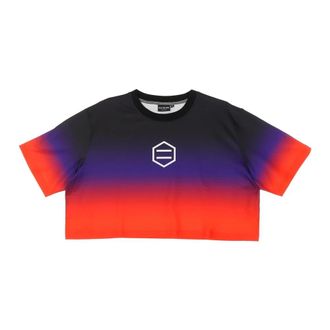Dolly Noire Femme, Tops, Multicolore, Taille: 42 FR D&eacute;grad&eacute; Crop Top T-shirt &agrave; Manches Courtes