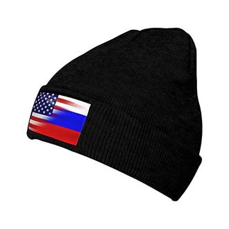 Generic Drapeau Am&eacute;ricain Et Russe Homme Femme Watch Cap Souple Bonnets Hiver Doux Bonnet De P&ecirc;cheur pour Toutes Les Saisons Cyclisme Casque Moto
