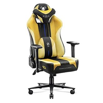 Diablo Gaming Stuhl Stoff X-Player 2.0 - Breite Sitzfläche - Gaming Chair mit 3D Armlehnen - Nacken/- Lendenkissen Wippfunktion - Bürostuhl 160 kg - Pc Gamin
