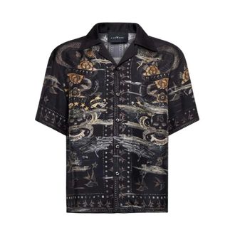 John Richmond Kurzarmhemd mit dekorativem Druck - - Shirts - Herren - Schwarzk - L