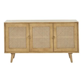 Miliboo Sideboard aus Mangoholz und Rattangeflecht 3 T&uuml;ren B145 cm LAKA