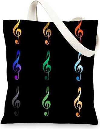 Generic Sacs fourre-tout en toile colorés, légers, lavables et réutilisables pour le shopping, la plage, la salle de sport, les voyages, noir, 13x15 Inch