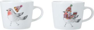Mikasa TipperleyHill Espressotassen aus feinem Porzellan, Motiv Rotkehlchen, 90 ml, Set mit 2 Stück, in Geschenkbox