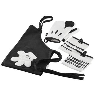 Prestige Disney Monochrome K&uuml;chentextilien-Set - Sch&uuml;rze und Ofenhandschuhe Set mit Geschirrtuch 2 St&uuml;ck - Schwarz & Wei&szlig;
