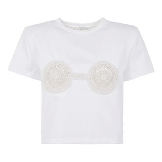 Magda Butrym Femme, Tops, Blanc, Taille: 38 FR Crop Tee dans un style tendance