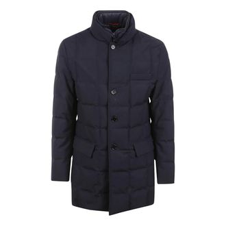 Fay Homme, Vestes, Bleu, Taille: L Veste Longue Matelassée en Laine Technique