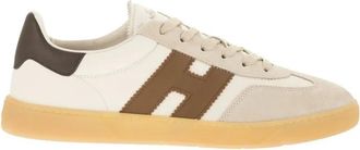 Hogan Low-Top Sneaker - Retro-Inspired Leather And Suede Trainers - Gr. 6_5 - in Beige - f&uuml;r Damen