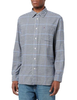 Tommy Hilfiger Herren Hemd Brushed Gingham Overcheck Shirt mit Brusttasche, Blau (Carbon Navy/Multi), XXL