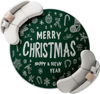 Generic 180 cm Vert Tapis Rond Salon, No&euml;l F&ecirc;tes Canne De No&euml;l Art D&eacute;co Imprim&eacute; Tapis de Sol D&eacute;coration Antid&eacute;rapant pour Chambre Cuisine Balcon Terrasse Sall