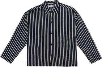 Ymc You Must Create Homme, Chemises, Multicolore, Taille: M Overshirt à Rayures Marine/Jaune Seersucker