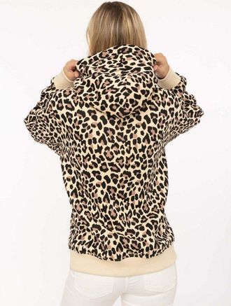 Zwillingsherz Hoodie Born to roar Leo Muster, pinker Schriftzug, Kordel, Kapuze, Fronttasche