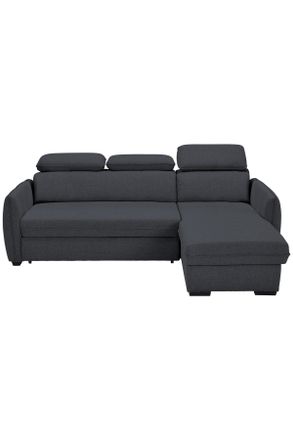 CARRYHOME Ecksofa, Dunkelgrau, Textil, 3-Sitzer, Ottomane rechts, seitenverkehrt montierbar, L-Form, 237x182 cm, Stoffauswahl, Liegefunktion, Schlafen auf Sitzh
