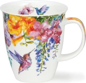 Dunoon Nevis Mug en porcelaine anglaise Motif colibris Jaune 0,48 l
