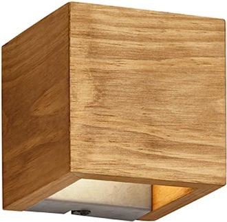 Trio Leuchten LED Wandleuchte Brad 223710130, Metall Nickel antik, Holz, inkl. 4.3 Watt LED, Switch Dimmer, Braun