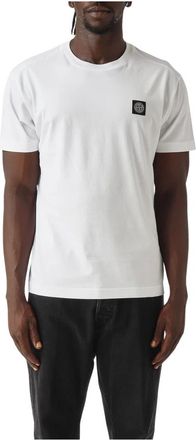 Stone Island Homme, Tops, Blanc, Taille: 2XL T-shirt &agrave; Manches Courtes