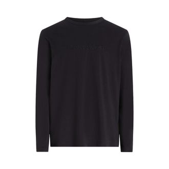 Calvin Klein Herren Langarmshirt Crew Neck Rundhalsausschnitt, Schwarz (Black), L