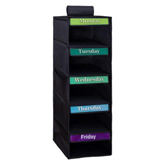 Generico Kleider-Organizer - H&auml;ngeregal mit 5 Ebenen, w&ouml;chentlicher Kinderkleider-Organizer mit 5 F&auml;chern und visuellen Etiketten, ideal f&uuml;r Schrank, Schlafzim