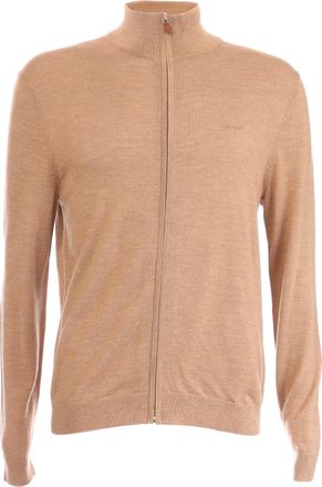 GANT Extrafine Strickjacke f&uuml;r Herren, Durchgehender Rei&szlig;verschluss, Merinowolle (Sand)