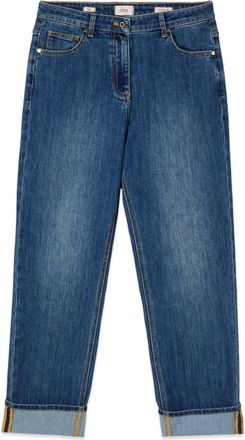 Oltre Femme, Jeans, Bleu, Taille: 38 FR Jean Regular Relax Coupe D&eacute;contract&eacute;e avec Revers