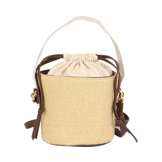 Ga&euml;lle Paris Femme, Sacs, Beige, Taille: ONE Size Mini Sac Seau avec Anse Jacquard