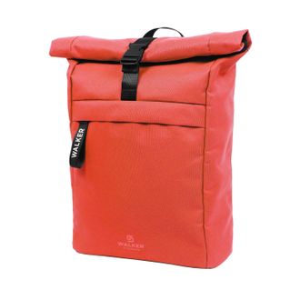 Walker Classic Rucksack Roll Top Flame mit Hauptfach, Laptopfach, ergonomischen Schulterriemen und Mittelfach mit Handytasche, wasserabweisend, ca. 20 23 l V