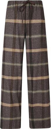 Alysi Pant Maxi Check Ampio - - Trousers - Damen - Braun - S