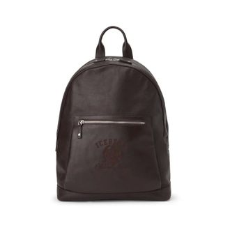 Iceberg Sac &agrave; dos en cuir Horus avec broderie et &eacute;cusson logo - Homme - Sacs - Brun - Taille: ONE Size