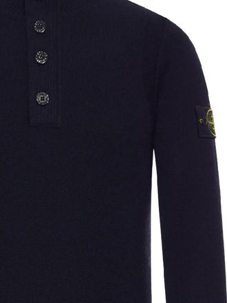 Stone Island Ribbed-Knit Wool Sweater - Navy