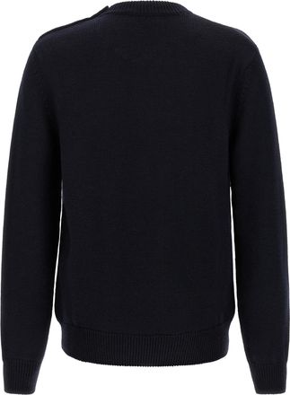 Dolce & Gabbana Virgin Wool with Gold-Button Detail Sweater - Navy