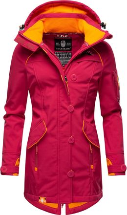 Marikoo Damen Outdoor Parka Kurzmantel Outdoor Mantel mit Kapuze Soulinaa Fuchsia Gr. XS
