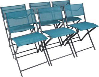 VCM 6er Set Gartenstuhl | Balkonstuhl klappbar | Ma&szlig;e ca. H. 79 x B. 45 x T. 46 cm | Campingstuhl | Gartenm&ouml;bel - Sumila T&uuml;rkis