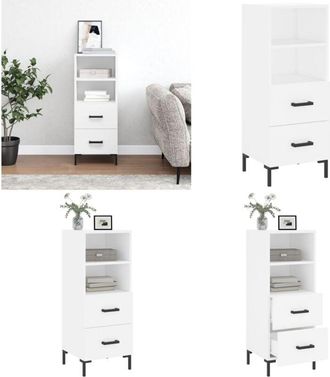 vidaXL Sideboard Weiß 34,5x34x90 cm Holzwerkstoff - Schreibtisch - Wohnzimmermöbel - Sideboard - Regal - Weißer Sideboard - Home & Living