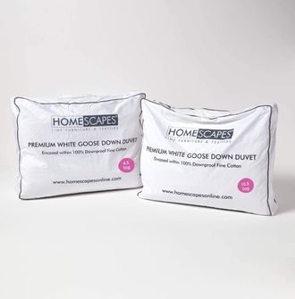 Homescapes 4-Jahreszeiten Bettdecke 260x220 cm, 2 Daunendecken W&auml;rmeklasse 2-5, zusammenf&uuml;gbare Steppdecken G&auml;nsedaunen mit 110 & 230 GSM F&uuml;llung f&uuml;r Sommer & Wi