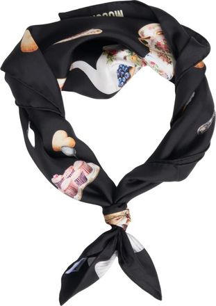 Moschino Femme, Accessoires, Noir, Taille: ONE Size Écharpe en Soie Élégante avec Motifs Ludiques