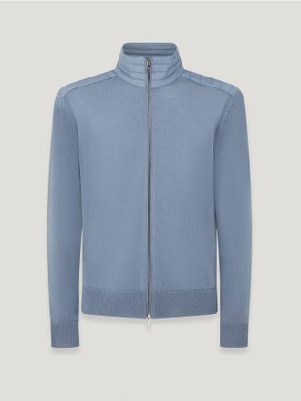 Belstaff Belstaff Cardigan Zippé Kelby pour homme Laine mérinos Bleu minéral Taille 2XL