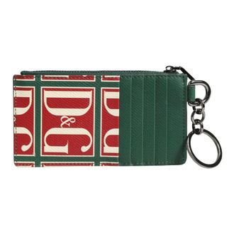 Dolce & Gabbana unisex, Accessoires, Vert, Taille: ONE Size Porte-cartes en Cuir Vert avec Logo