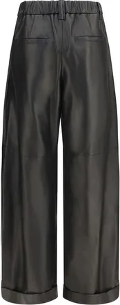 Brunello Cucinelli Nappa Leather Trousers - Black