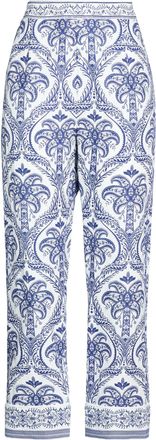 Farm Rio BLUE TROPICAL CAMEO OFF-WHITE PAJAMA PANTS