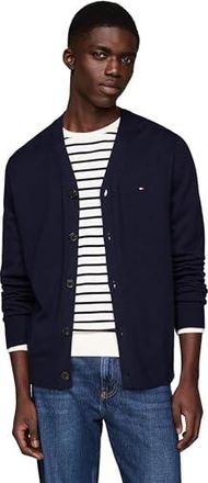 Tommy Hilfiger Cardigan Homme Pima Org CTN Cashmere Cardigan avec Patte de Boutonnage, Bleu (Desert Sky), 3XL