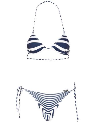 Jean Paul Gaultier Gestreifter Bikini - Wei&szlig;